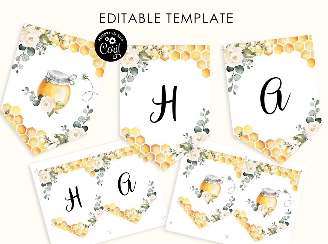 Editable Bee Banner. Sweet as Can Bee Party Banner. Bee-day Banner. Bee ...