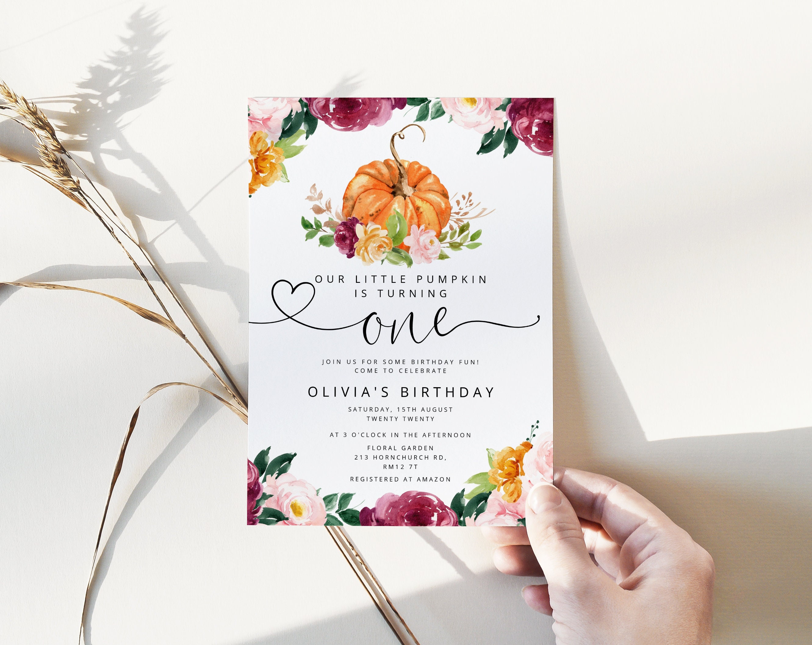 Pumpkin First Birthday Invitation. Pumpkin Birthday | Etsy