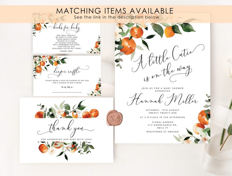 Orange Baby Shower Bingo Card. Little Cutie Baby Shower Games. | Etsy