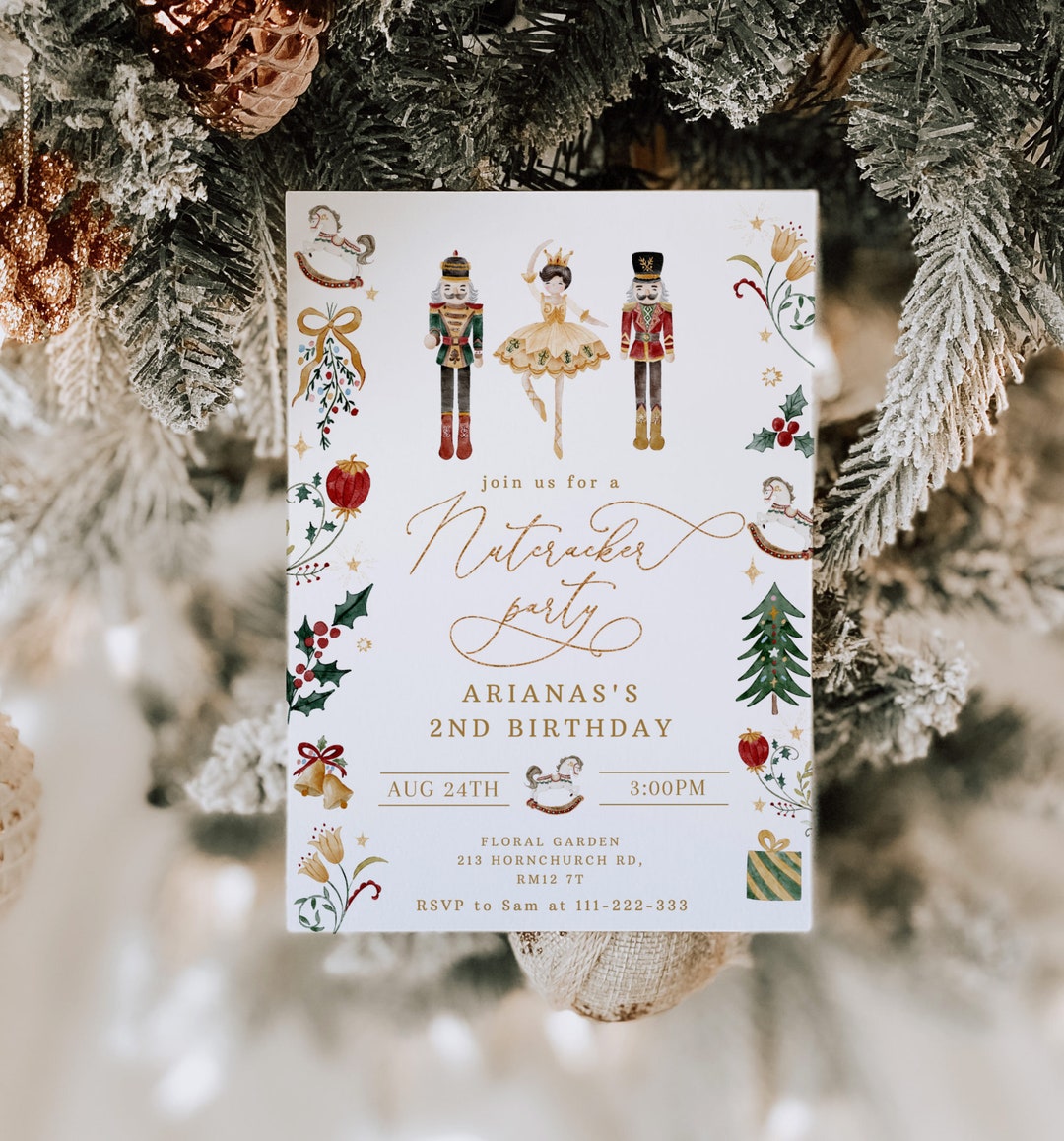 Editable Nutcracker Birthday Invitation: Red and Gold (editable Digital ...