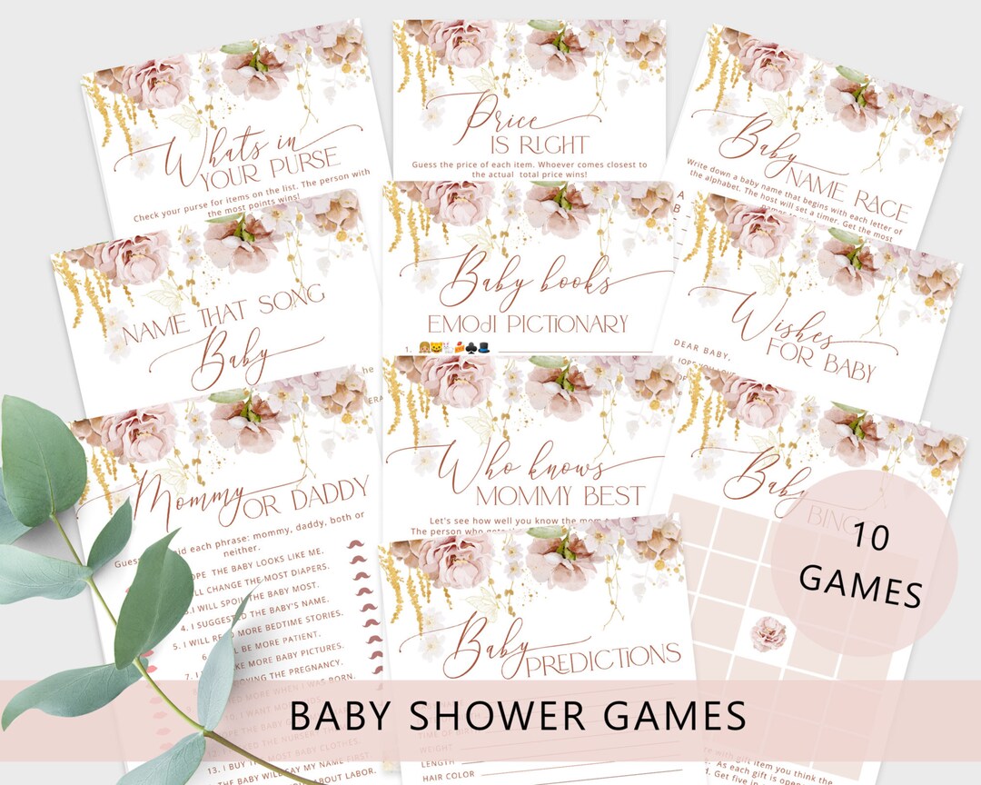 Garden Flowers Baby Shower Games Bundle. Bloom Gender Neutral Baby ...