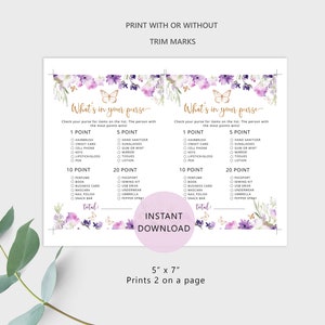 What's in Your Purse Game. Purple Gold Butterfly What's in Your Purse ...