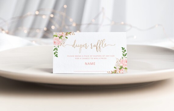 Blush Pink Floral Diaper Raffle Ticket. Baby Girl Shower | Etsy