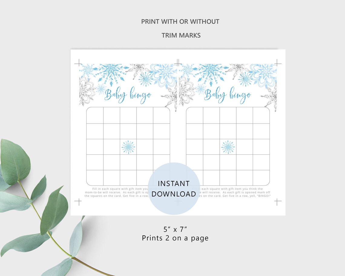 Winter Baby Shower Bingo Card. Winter Baby Shower Games - Etsy