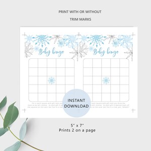Winter Baby Shower Bingo Card. Winter Baby Shower Games Printable. Blue ...
