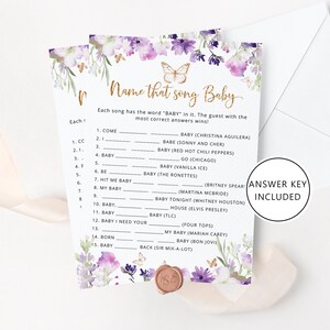 Purple Butterfly Baby Shower Games Bundle. Purple Baby Shower Games ...