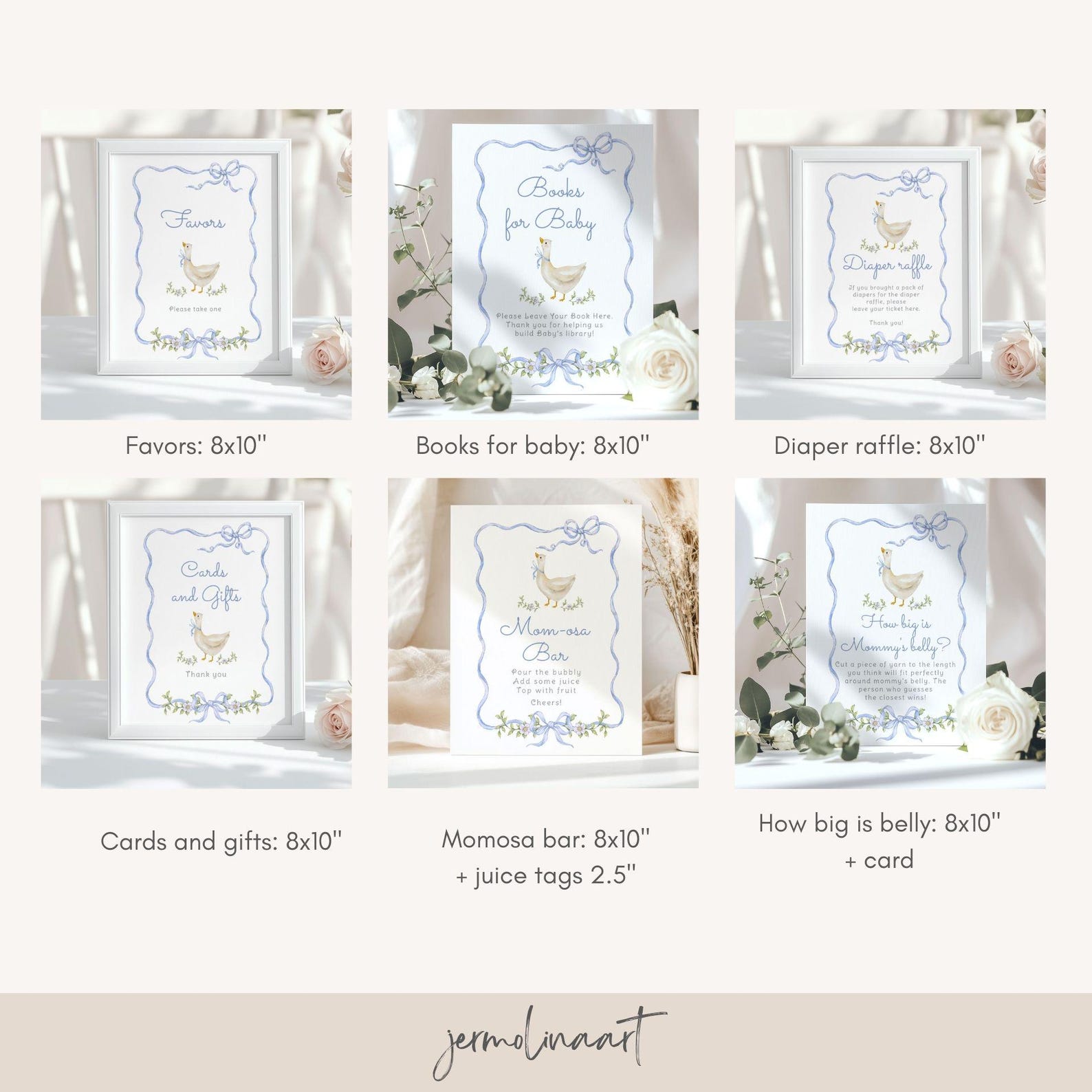 Silly Goose Blue Bow Baby Shower Bundle, Boy Silly Goose Baby Shower ...