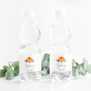 Pumpkin Baby Shower Water Bottle Labels, Fall Water Bottle Labels ...