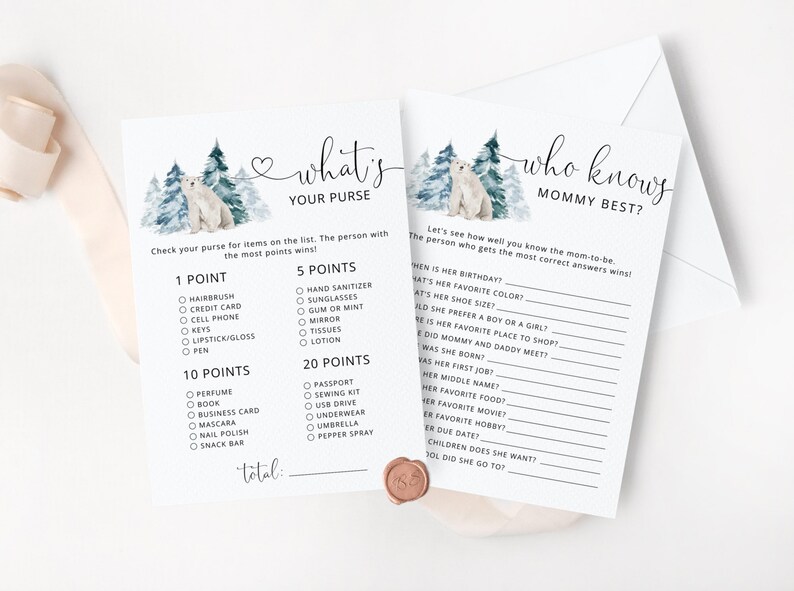 Polar Bear Baby Shower Games Bundle. Our Little Bear is on Teh Way Baby ...