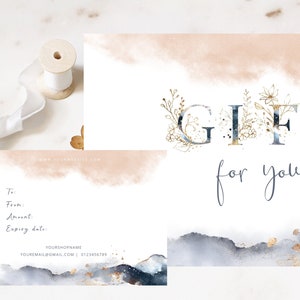 Editable Double Sided Gift Certificate Template Abstract Navy. Corjl ...