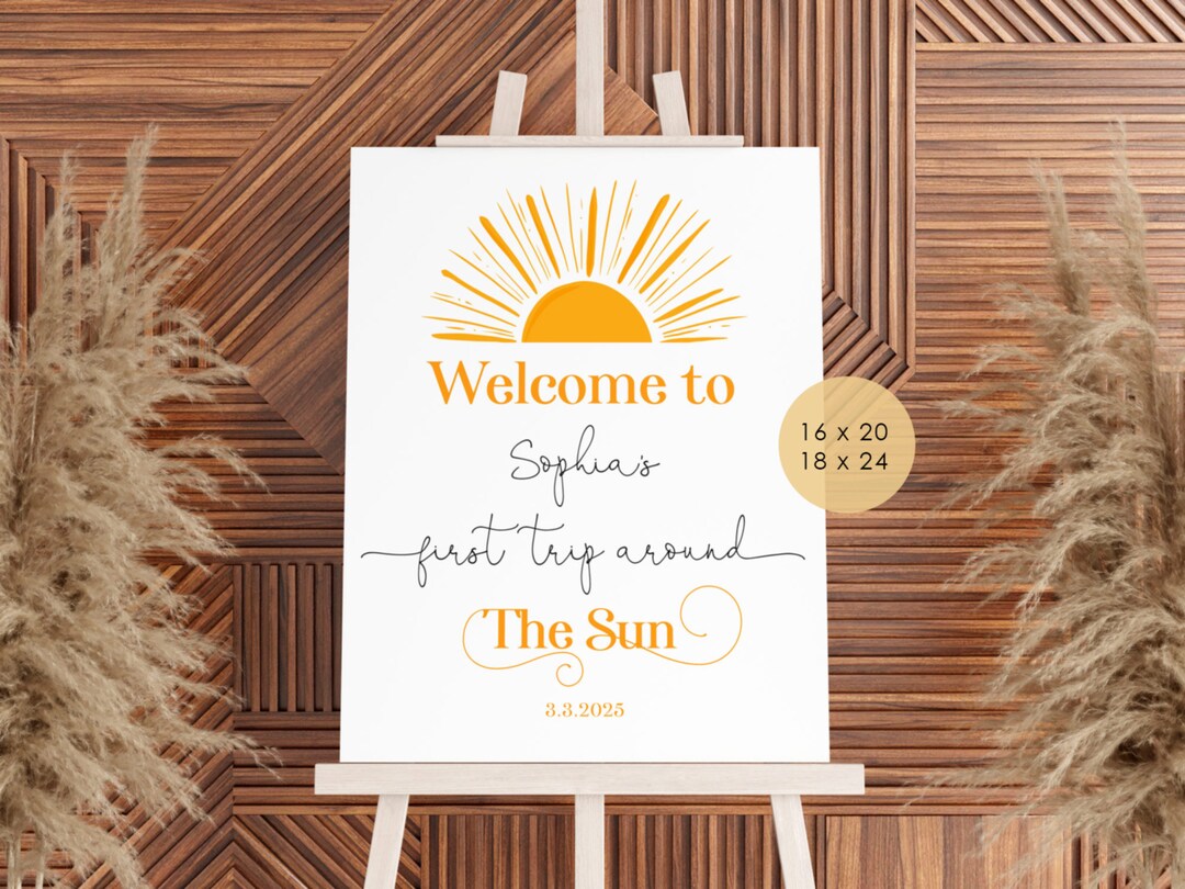 First Trip Around the Sun Welcome Sign. First Birthday Boho Sun Welcome ...