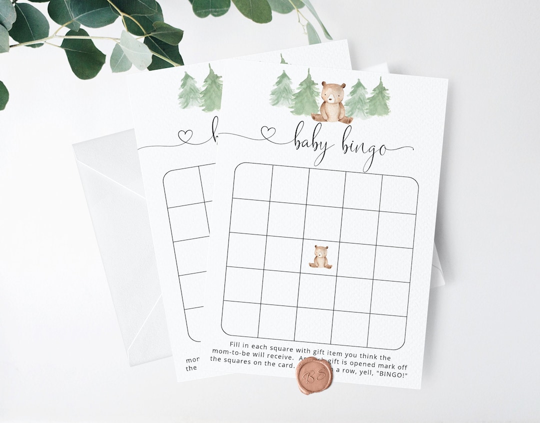 Bear Baby Shower Bingo Card. Little Bear Baby Shower Game Printable ...