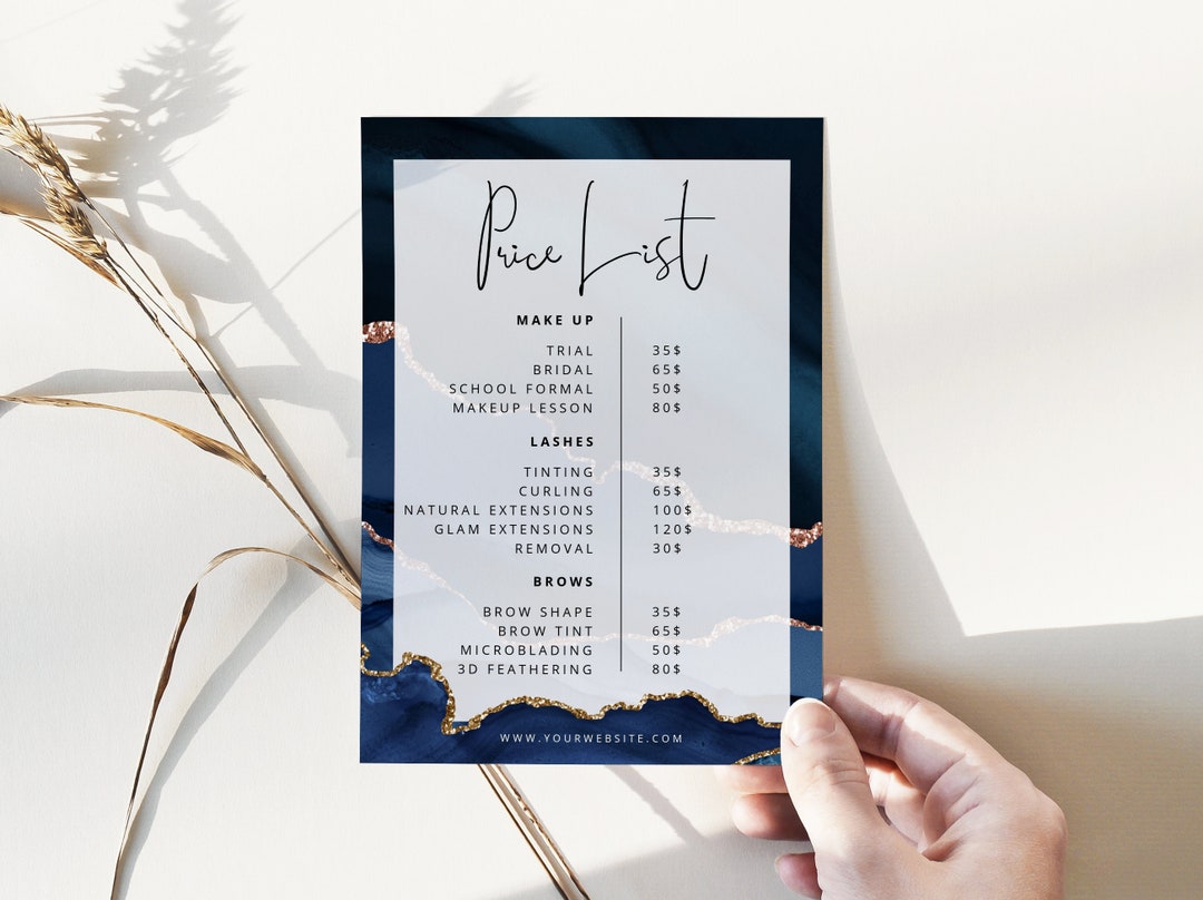 Price List Template. Navy Gold Price List Template. DIY - Etsy