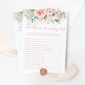 Floral Baby Shower Games Bundle. Girl Baby Shower Games. Blush Pink ...