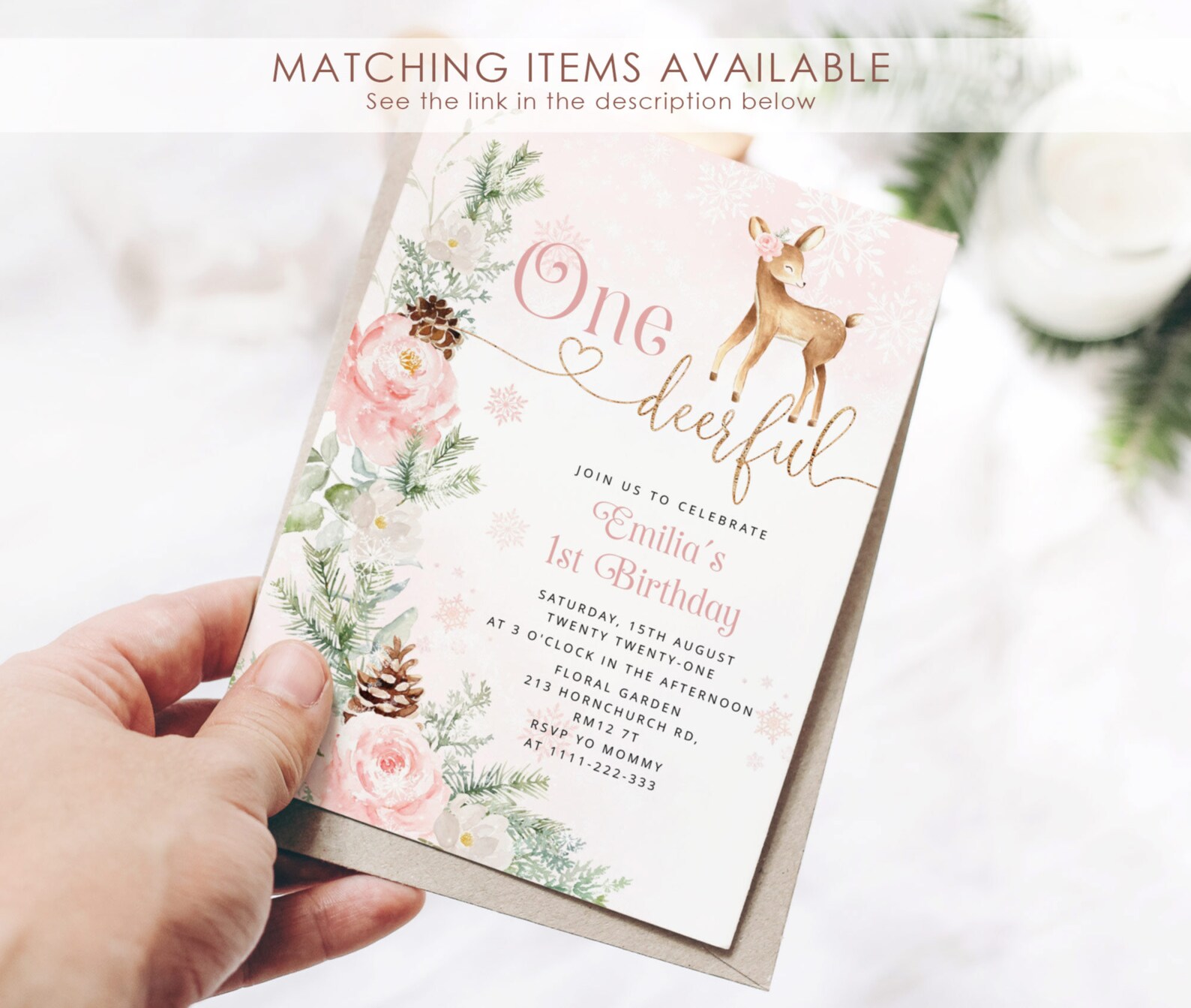 Winter Deer Milestone Monthly Photo Banner. Onederful First Year Photo ...