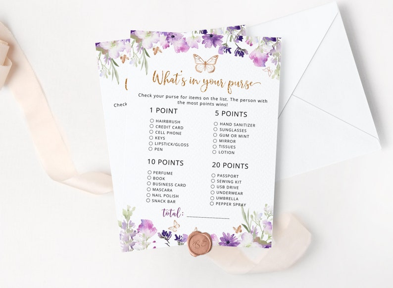 What's in Your Purse Game. Purple Gold Butterfly What's in Your Purse ...