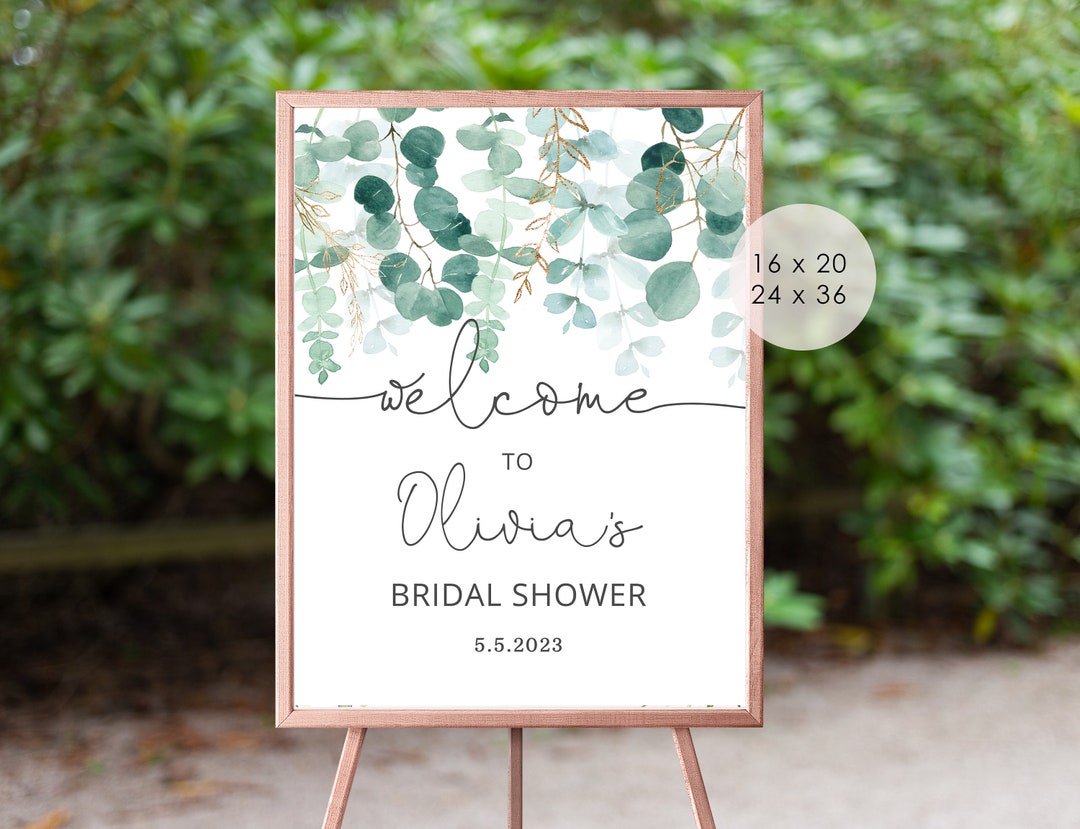 Eucalyptus Welcome Sign. Eucalyptus Bridal Shower Editable Welcome Sign ...