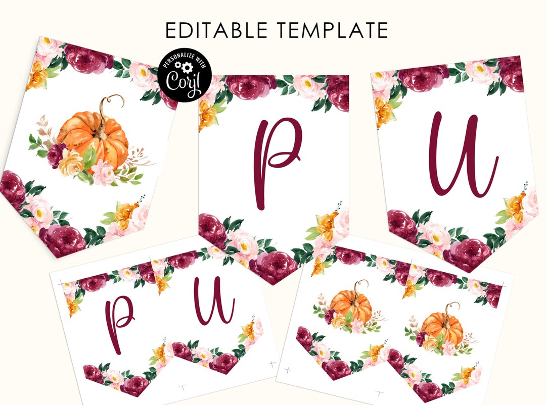 Editable Fall Pumpkin Banner. Little Pumpkin Birthday Party Banner ...