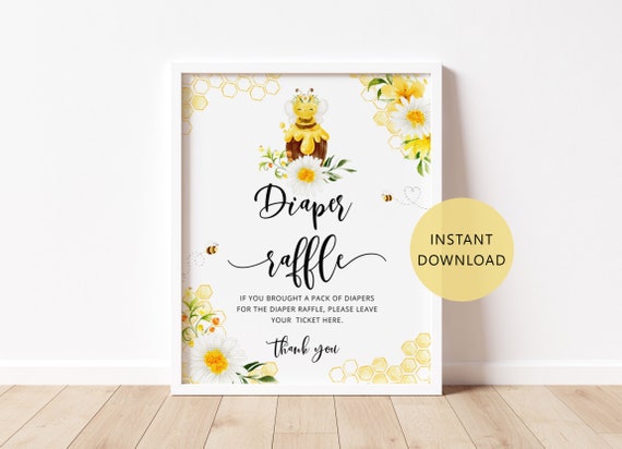 Bee Diaper Raffle Sign. Bee Baby Shower Games. Honey Bee Baby - Etsy