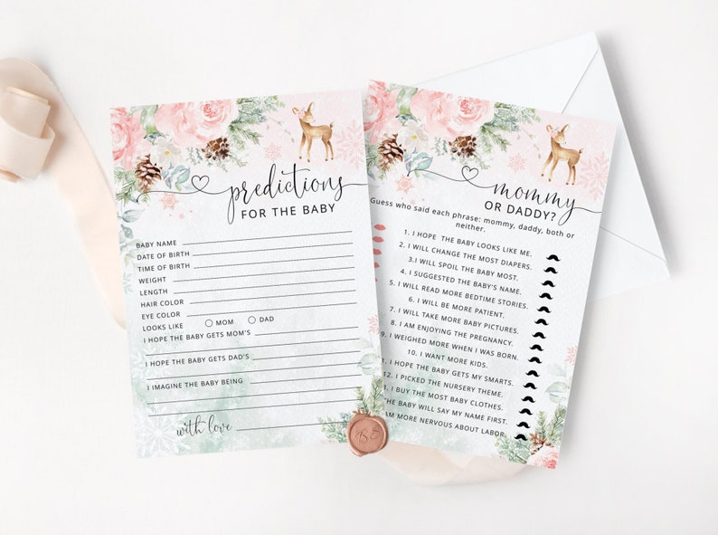 Winter Deer Baby Shower Games Bundle. Blush Pink Oh Deer Baby Shower ...
