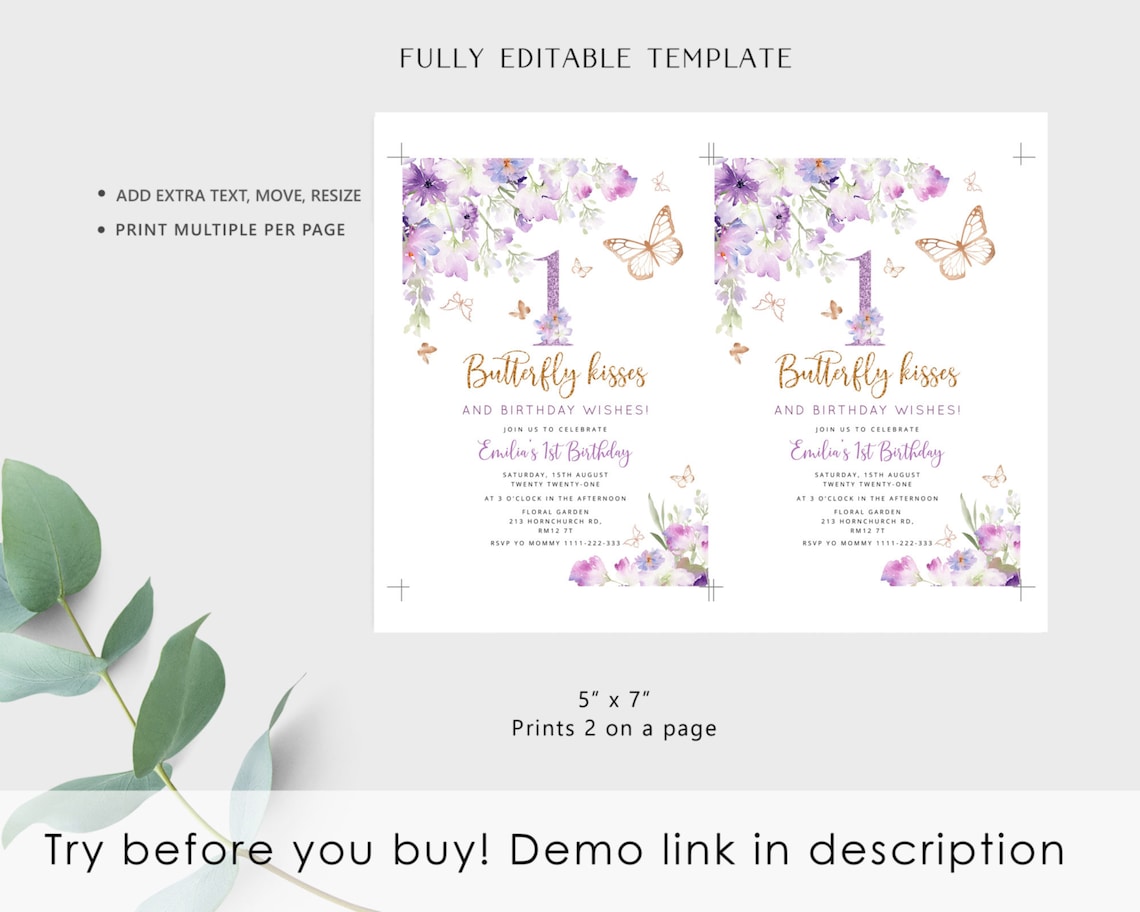 Butterfly 18th Birthday Invitation. Wildflowers Gold Butterfly - Etsy