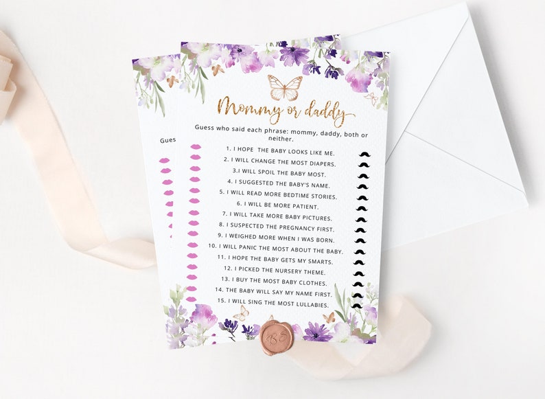 Purple Butterfly Baby Shower Games Bundle. Purple Baby Shower - Etsy