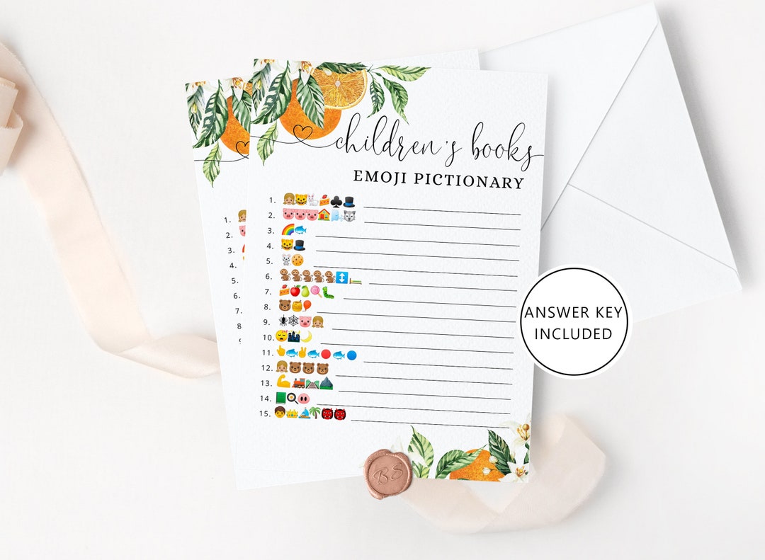 Children's Book Emoji Pictionary. Orange Baby Shower Emoji Pictionary ...