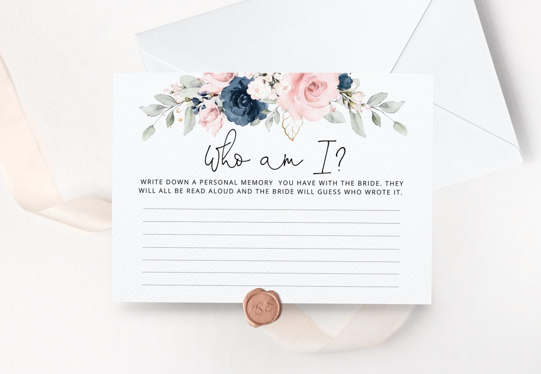 Favourite Memory With the Bride Game. Navy Blush Floral Bridal Shower ...