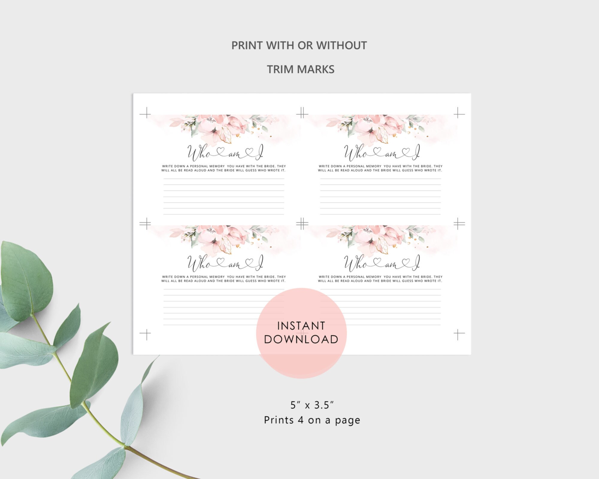Favourite Memory With the Bride game. Blush gold Bridal Shower | Etsy
