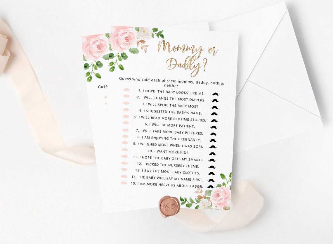 Floral Baby Shower Games Bundle. Blush Pink Gold Baby Shower Games ...