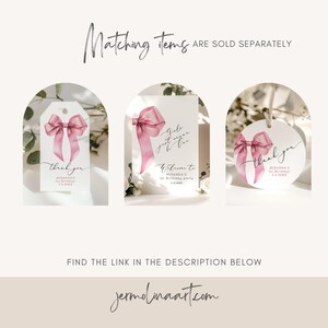 Editable Pink Bow Welcome Sign. Minimalist Coquette Bow Girl Birthday ...