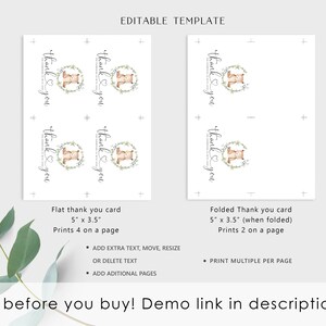 Pink Teddy Bear Thank You Cards Printable Template. Pink Balloons Girl ...