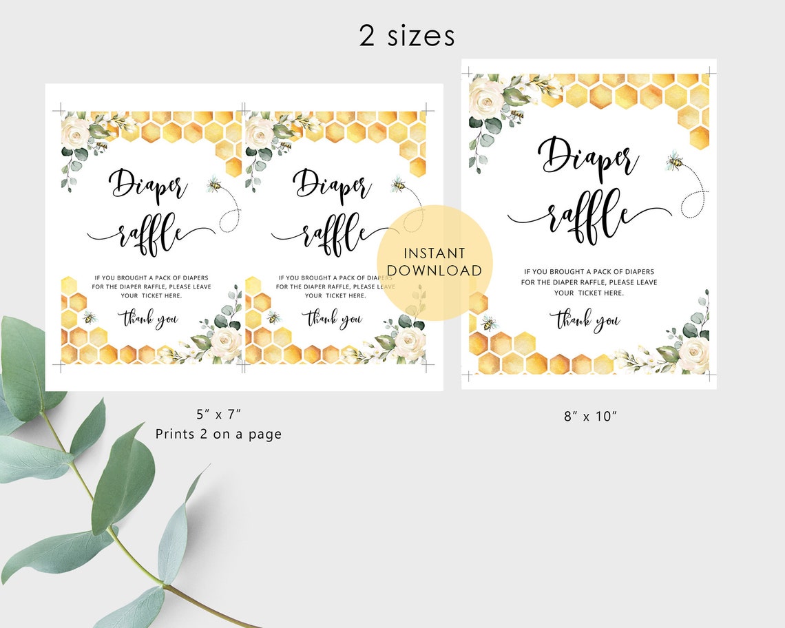 Bee Diaper and Wipes Raffle Sign. Bee Baby Shower Games. Honey | Etsy
