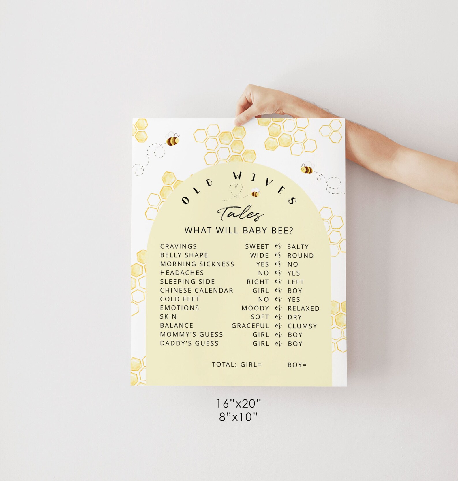Bee Gender Reveal Sign: Old Wives Tales Game (instant Download) #be1 - Etsy