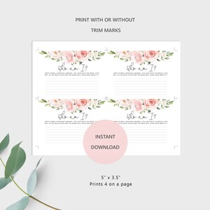 Favourite Memory With the Bride Game. Floral Bridal Shower Game. Who Am ...