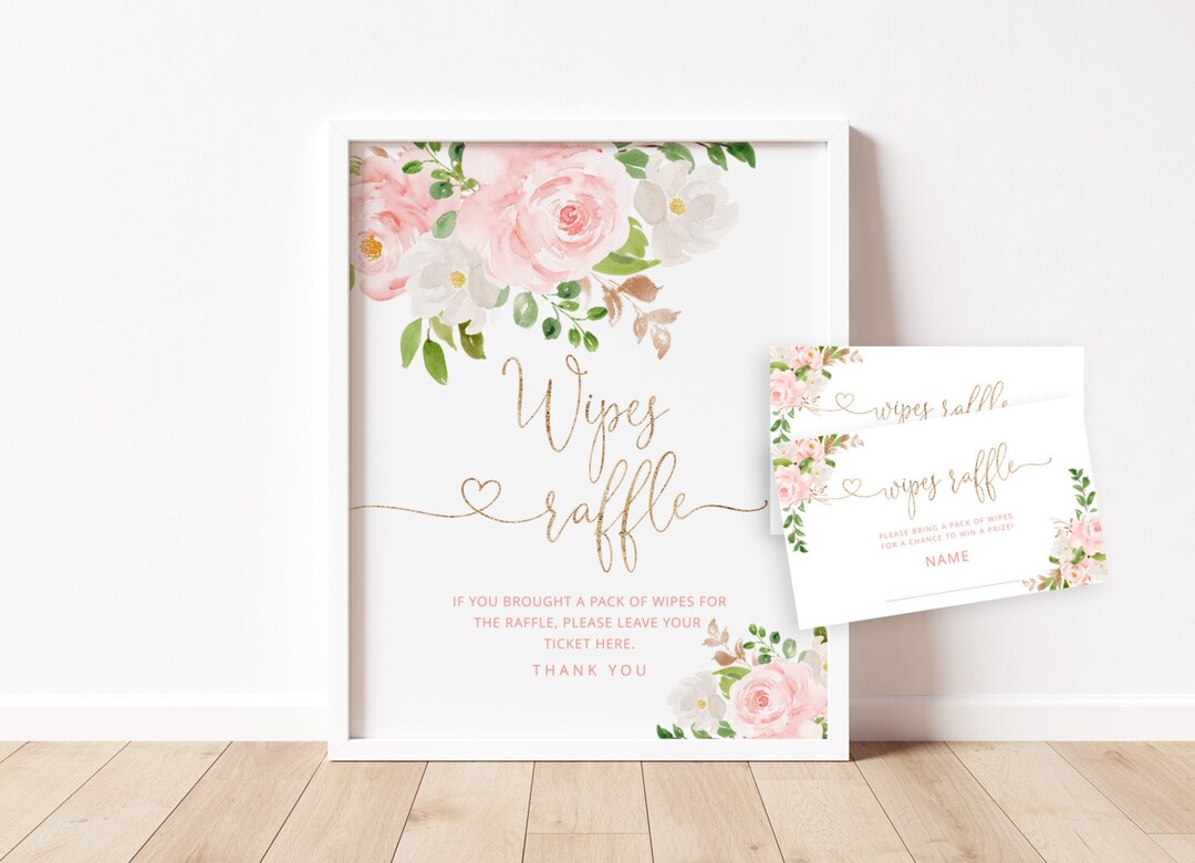 Floral Wipes Raffle Sign: Baby Shower Game (instant Download) - Etsy