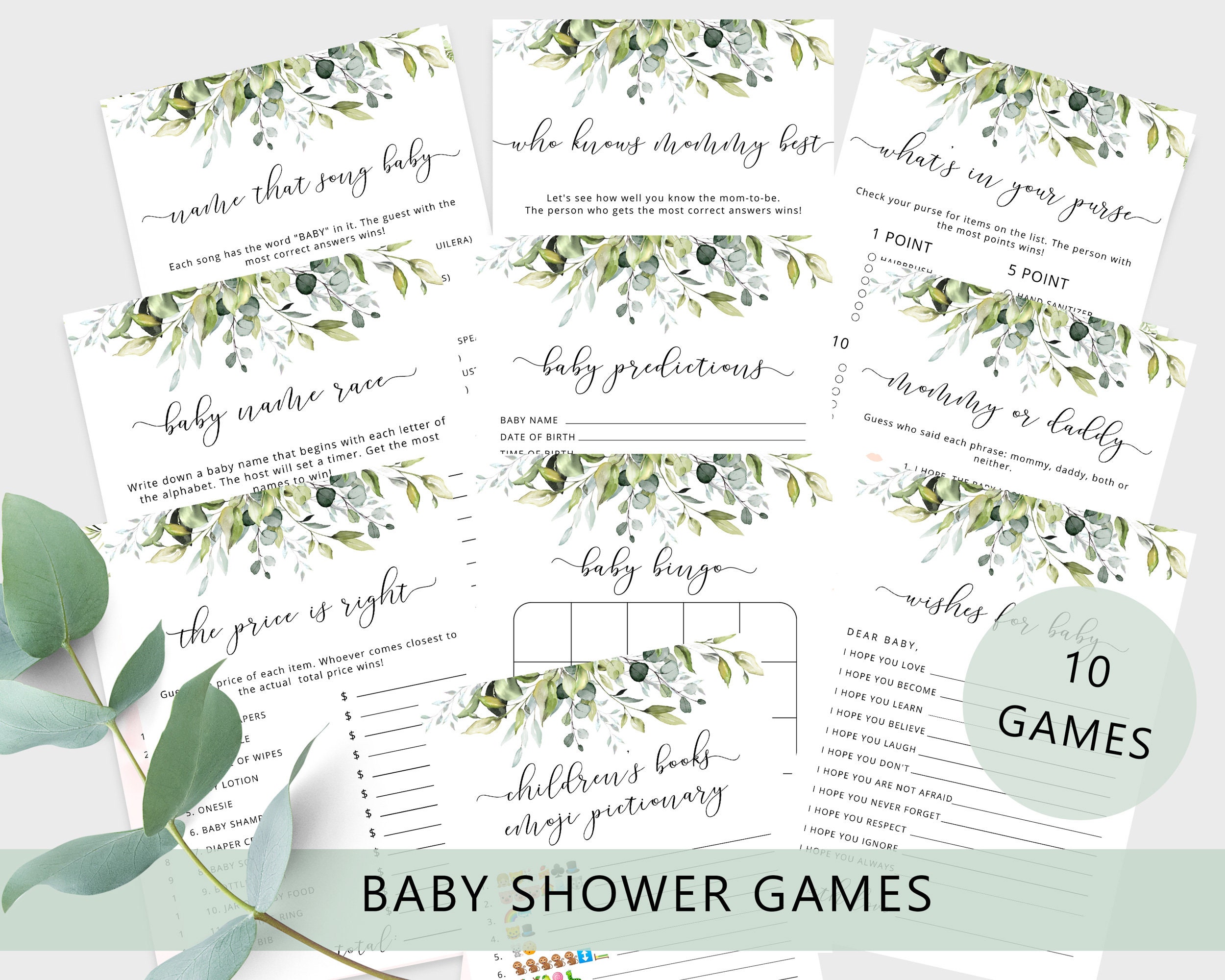 Greenery Baby Shower Games Bundle. Eucalyptus Baby Shower Games ... Greenery Baby Shower Games Bundle. Eucalyptus Baby Shower Games ...
