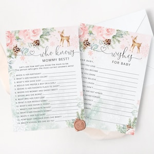 Winter Deer Baby Shower Games Bundle. Blush Pink Oh Deer Baby Shower ...