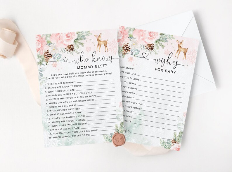 Winter Deer Baby Shower Games Bundle. Blush Pink Oh Deer Baby Shower ...