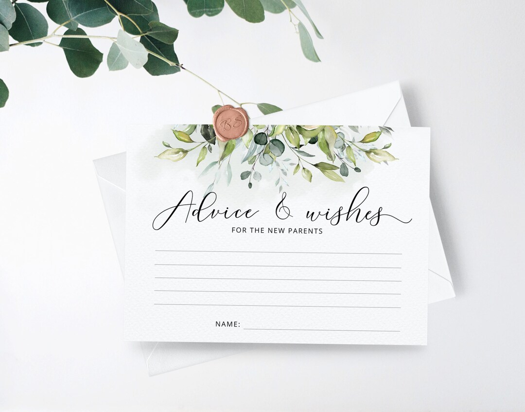 Greenery Advice for Parents to Be Card. Advice Card for New Parents ...