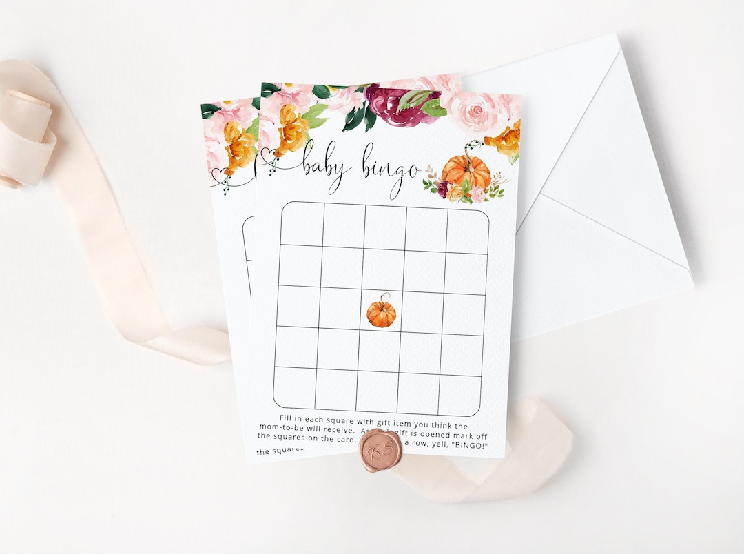 Fall Baby Shower Bingo Card. Pumpkin Baby Shower Game Printable. Little ...