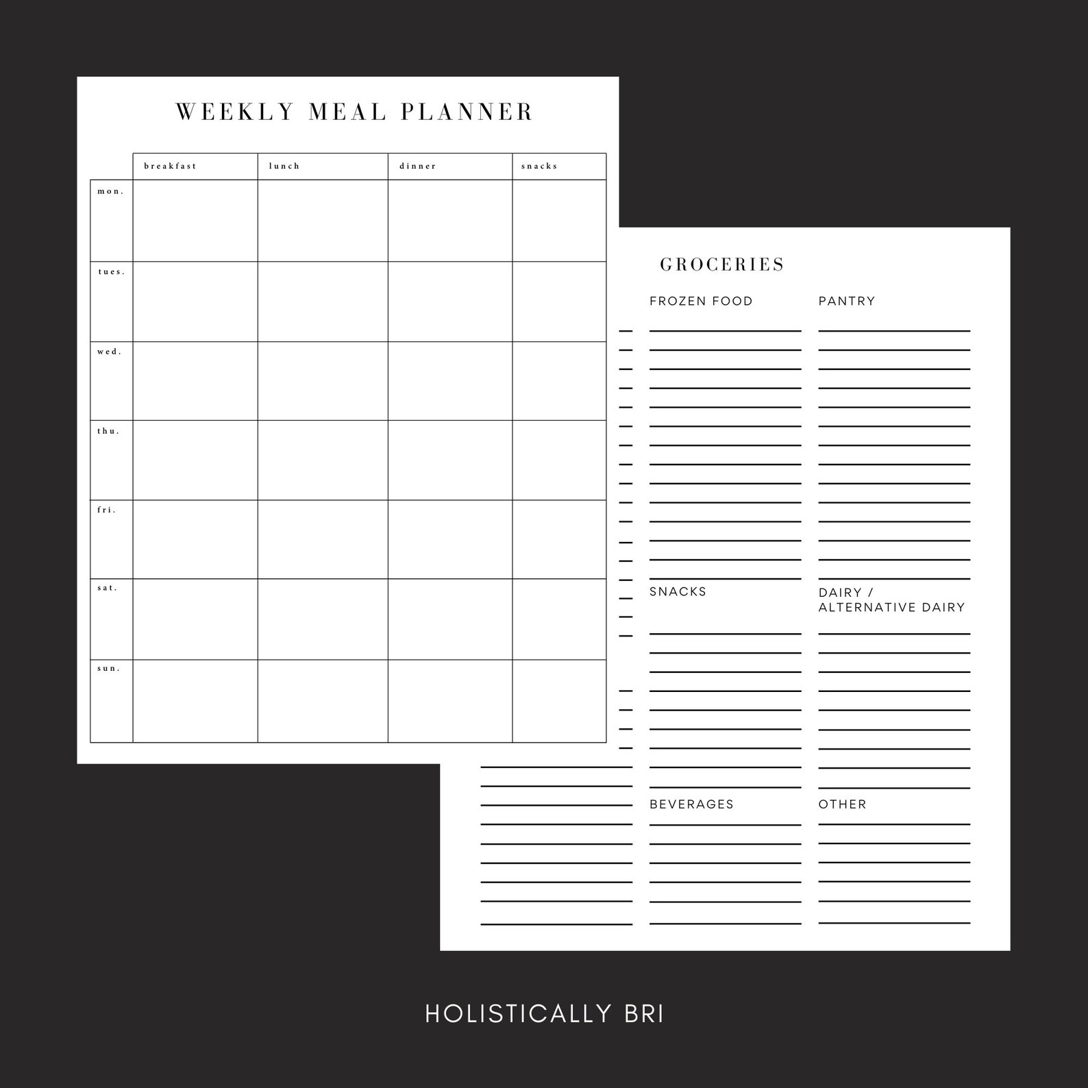 PRINTABLE, DIGITAL Meal Planner | Meal Planner Template | Simple Meal ...