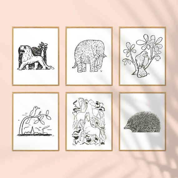 Line Art Drawings Of Animals