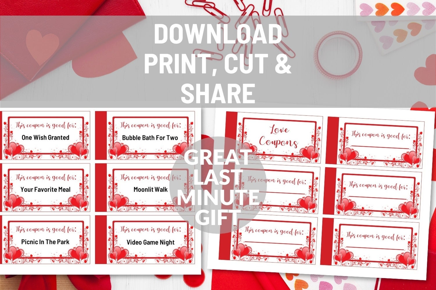 Love Coupons, Valentine's Day Coupon Book Printable, Love Coupon Book ...