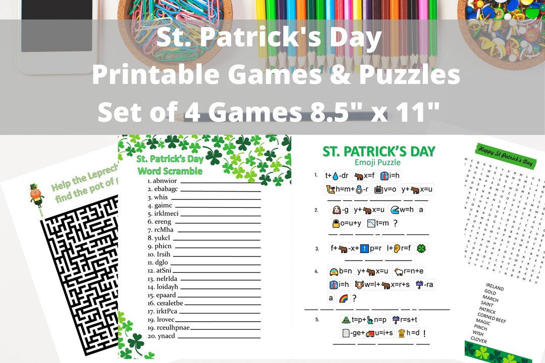 St. Patrick's Day Printable Kids Games & Puzzles, St. Patrick's Day ...