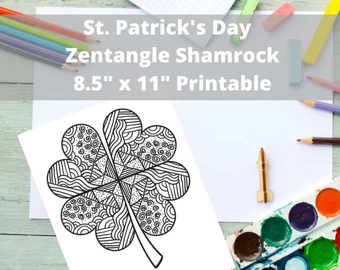 INSTANT DOWNLOAD Coloring Page - Four Leaf Clover/ Shamrock Print ...