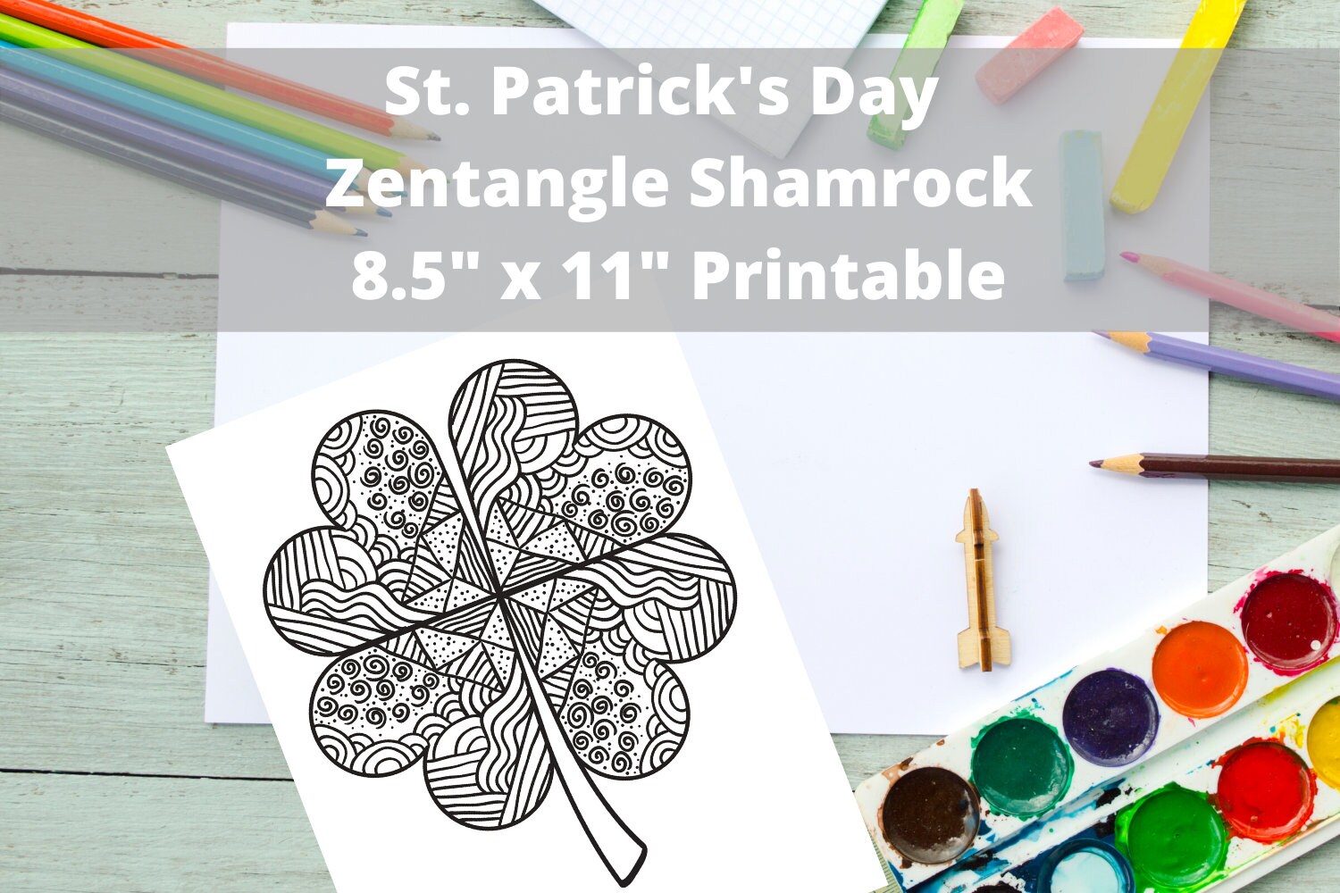 Four Leaf Clover Zentangle, St. Patrick's Day Coloring Page, Shamrock ...