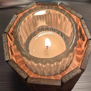 Jewish Tea Light Ten Sided Wood With Glass Votive - Etsy