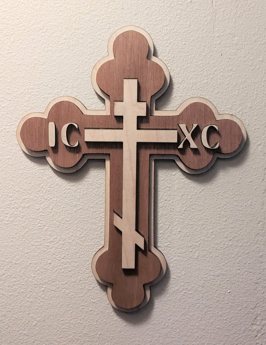 Large Orthodox Christian Cross. Three Bar Layered Wood - Etsy