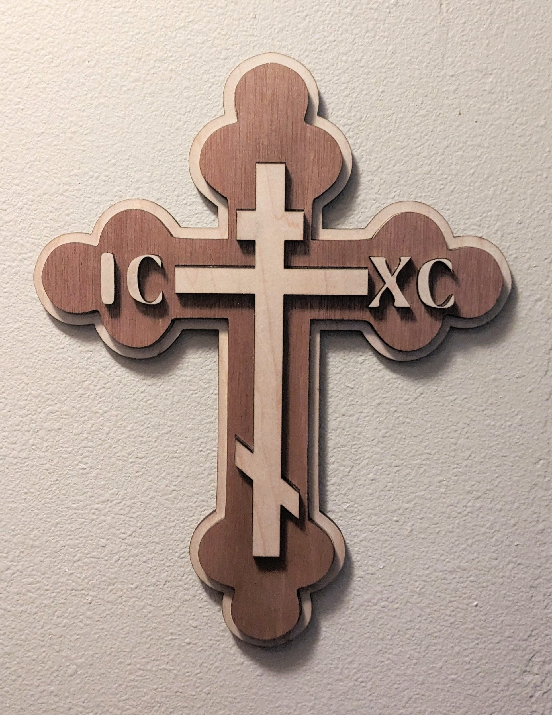 Large Orthodox Christian Cross. Three Bar Layered Wood - Etsy